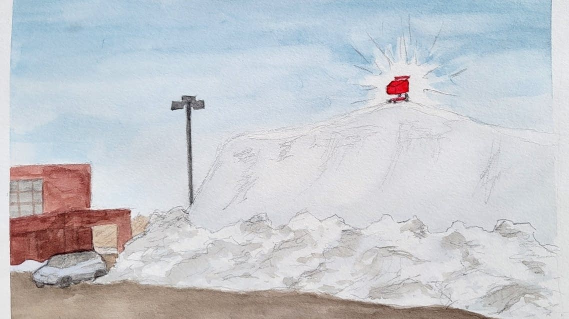 Woman paints homage to ‘Mount Target,’ the infamous Eden Prairie snowbank | MPR News