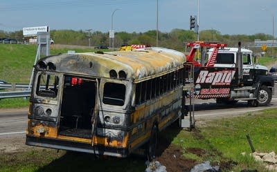 No one hurt as school bus erupts in flames in east metro | MPR News