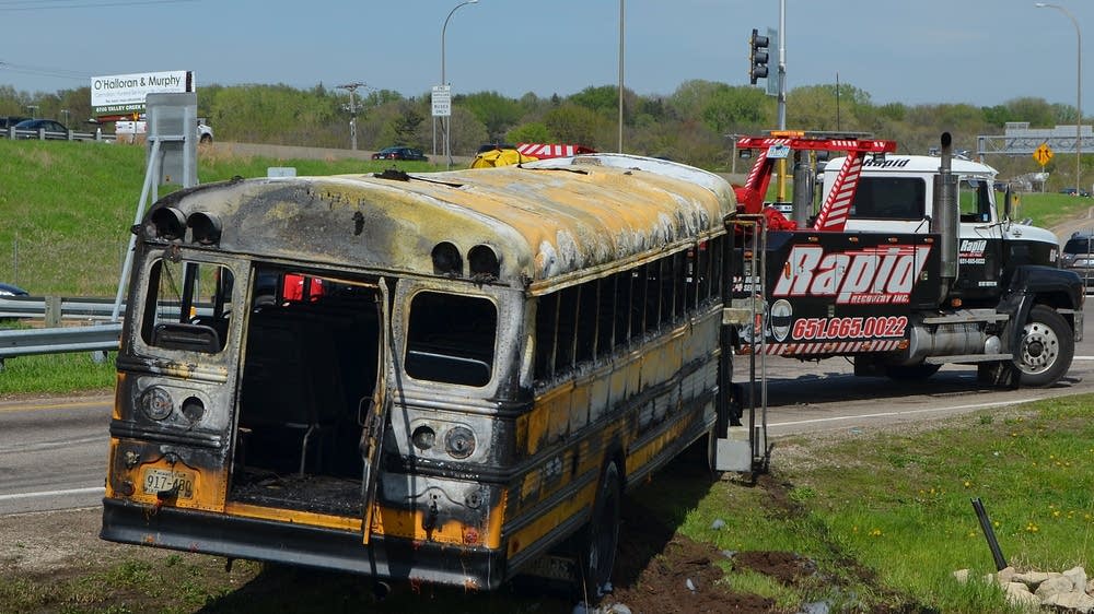 No one hurt as school bus erupts in flames in east metro | MPR News