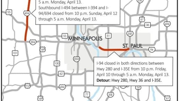 Parts of I-494 in west metro closed, I-94 in St. Paul reopened early ...