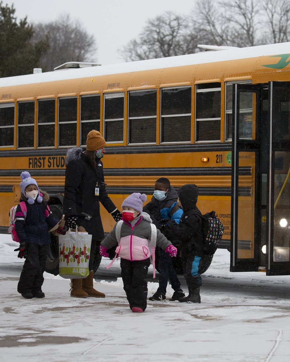 School Bus Inside With Students