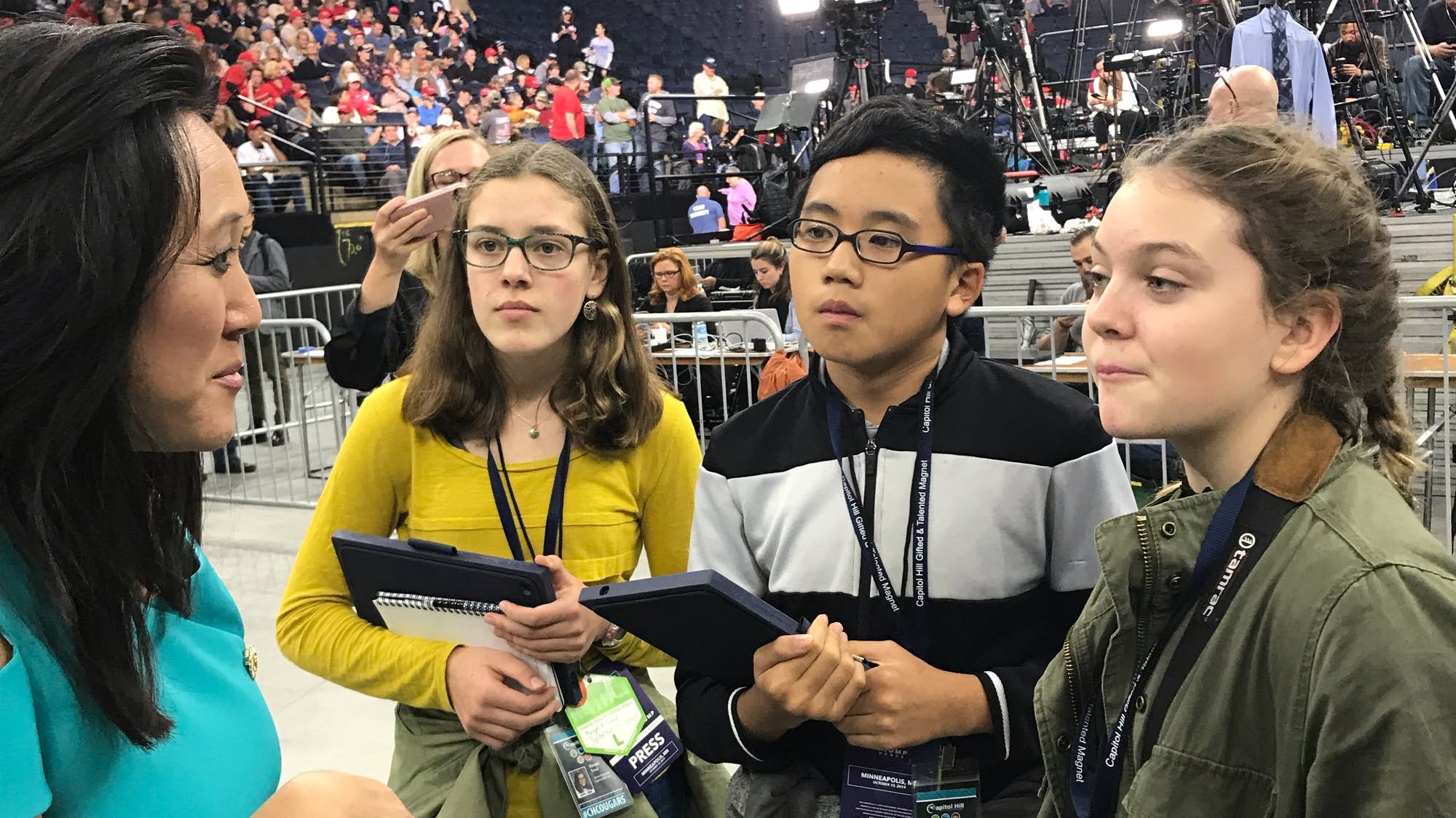 These middle schoolers turned Trump rally into a civics class | MPR News