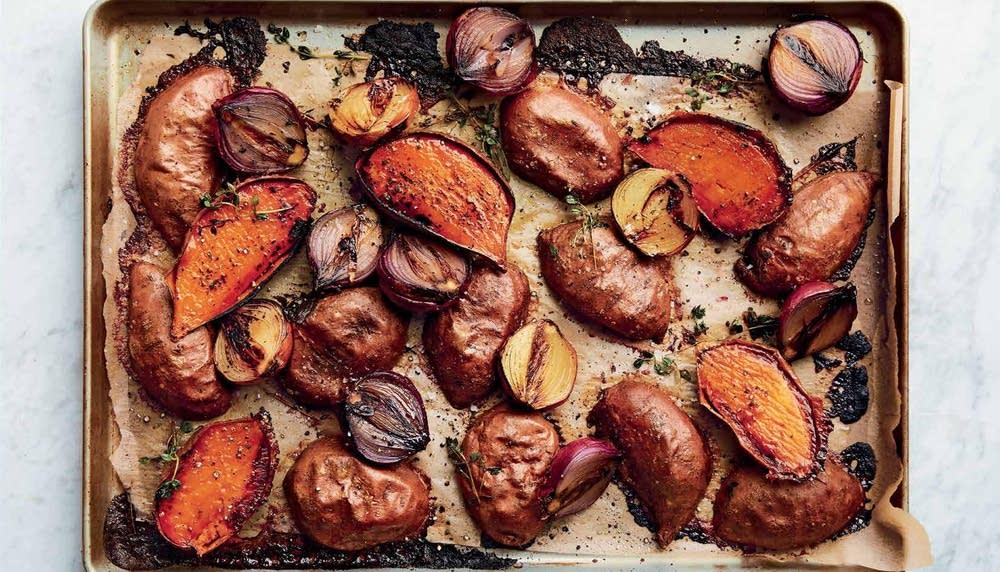 Crispy Sweet Potato Halves Baked On Parchment | The Splendid Table