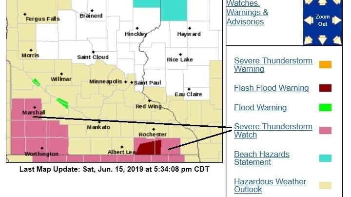 Updated severe t-storm watch for parts of southern Minnesota Saturday ...
