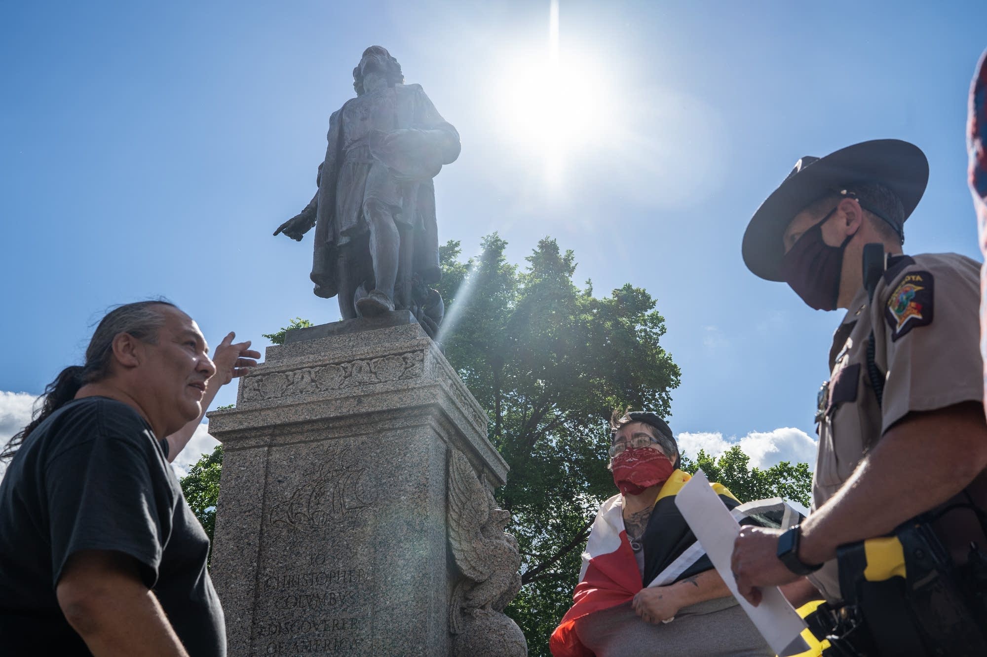 Minnesota protesters pull down Columbus statue at Capitol | MPR News