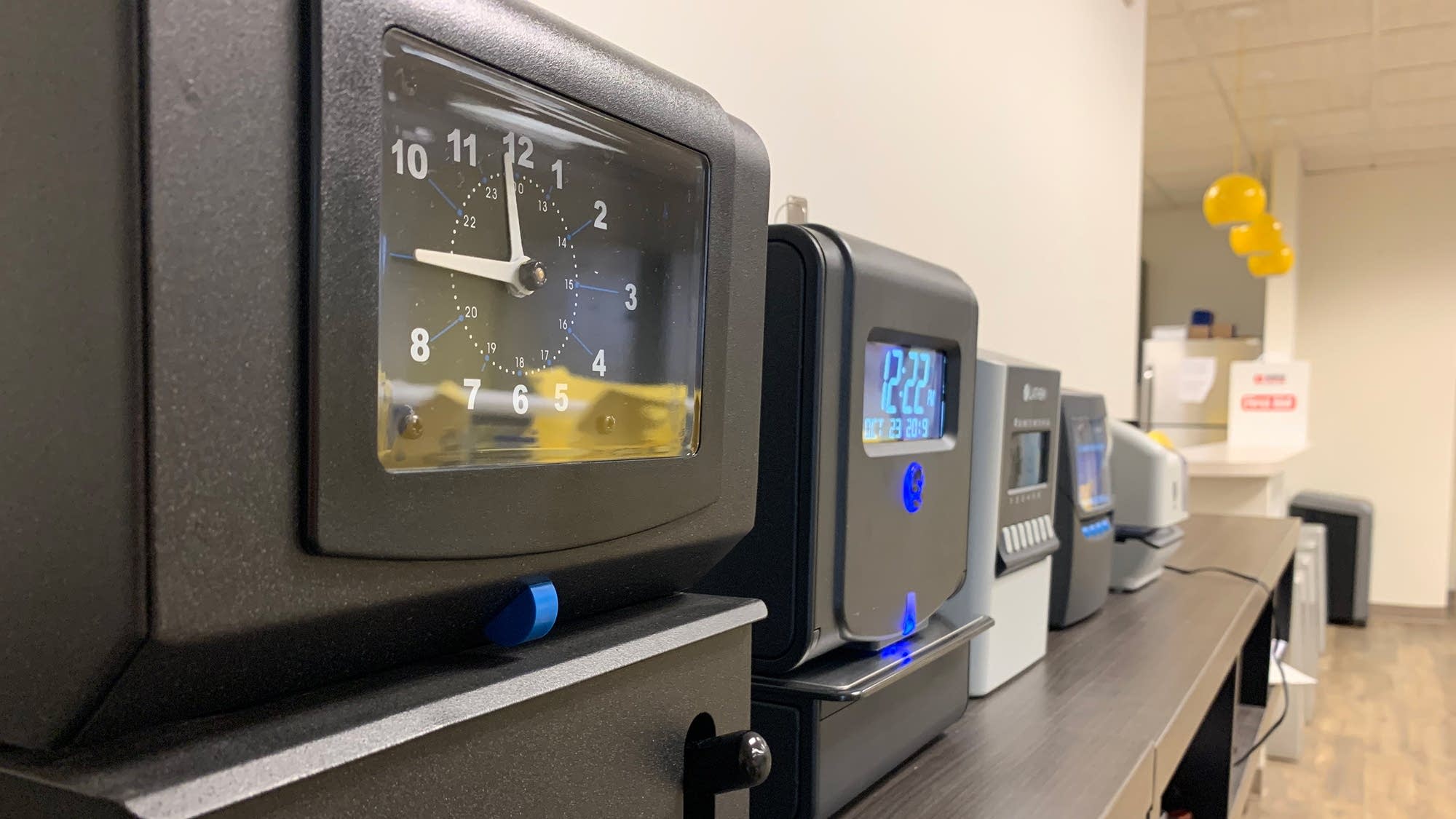 The mechanical time clock is itself clocking out