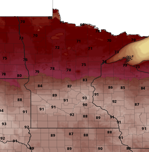 Cold front divides state Monday; hot south with storms developing later ...