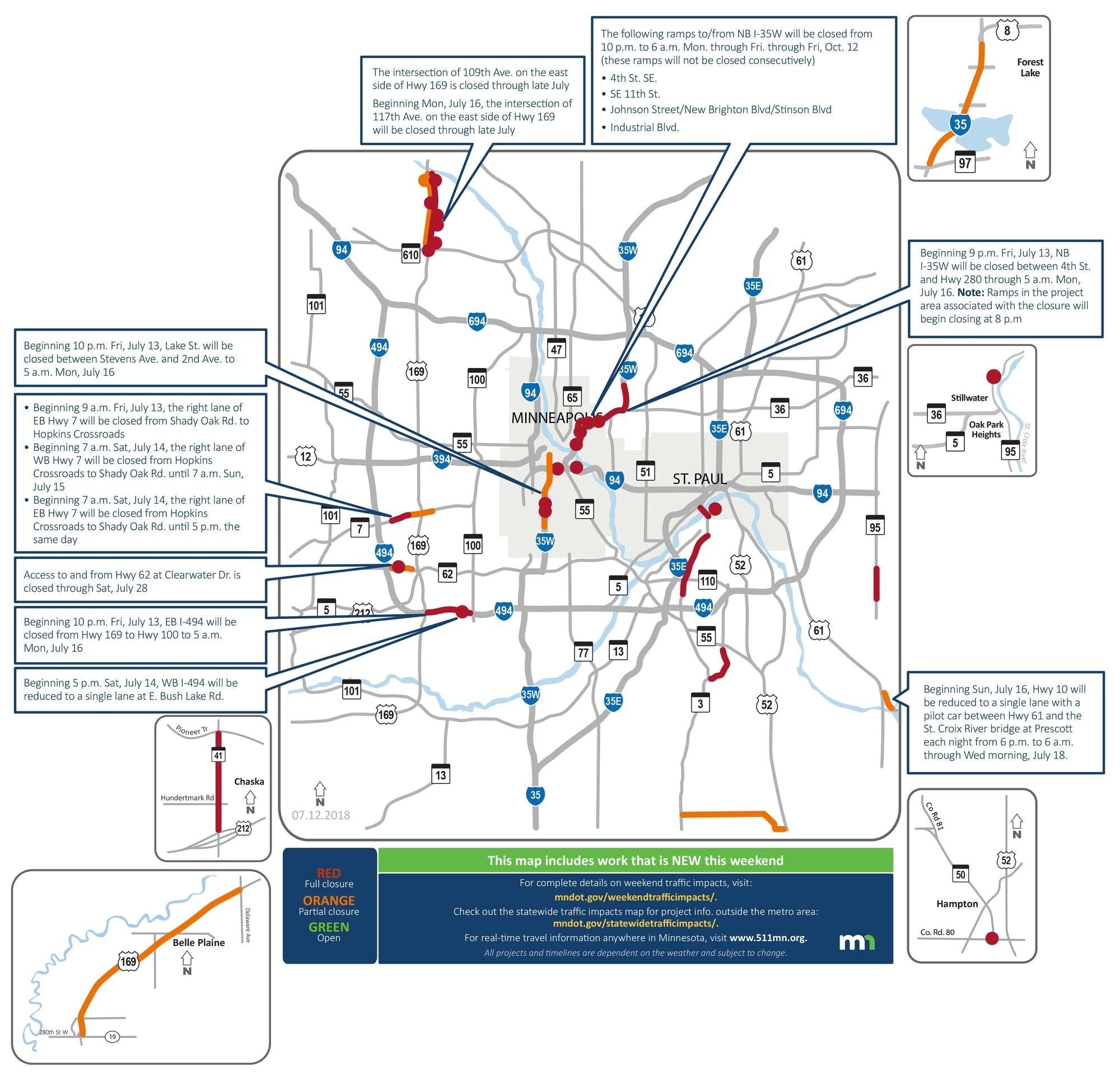 I-35W north, I-494 east closures top Twin Cities weekend road woes ...