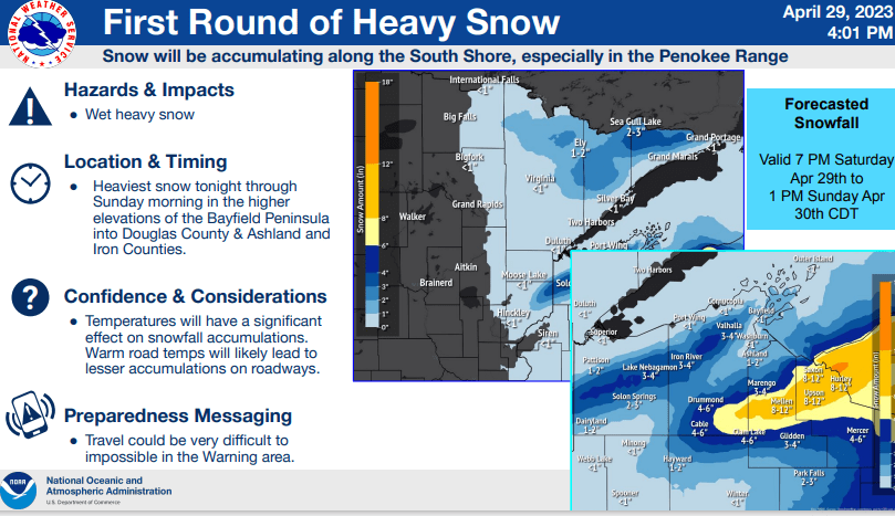 Windy Sunday, with rain at times and some flakes too; Warmer by midweek ...
