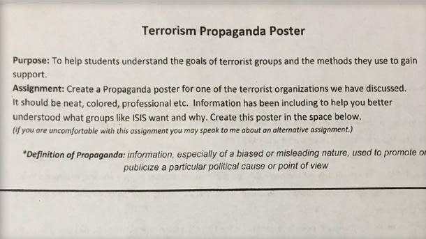 Teacher apologizes for ISIS poster assignment | MPR News