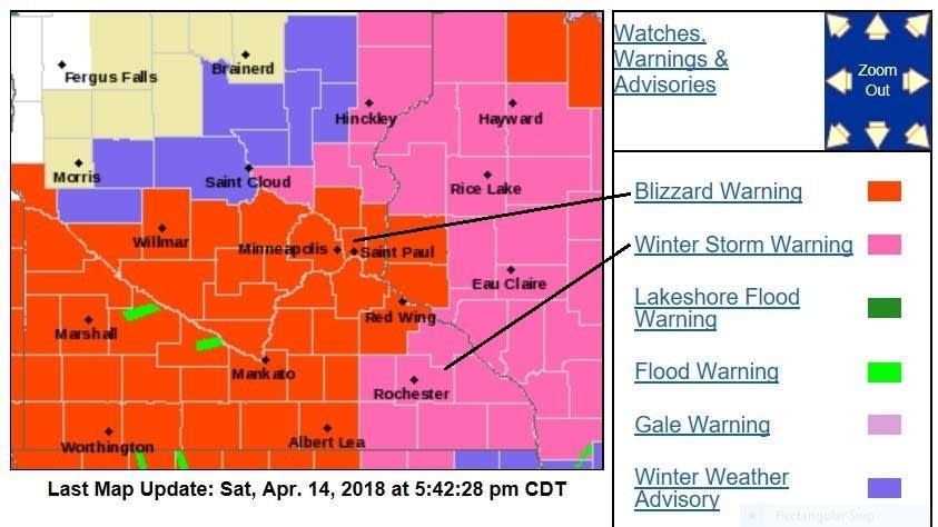 Epic April snow, with strong winds; blizzard warning includes Twin ...
