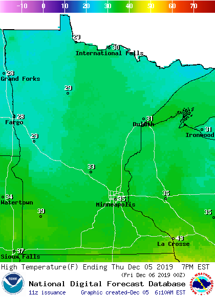 A cold front brings light snow Thursday and cooler temperatures Friday ...
