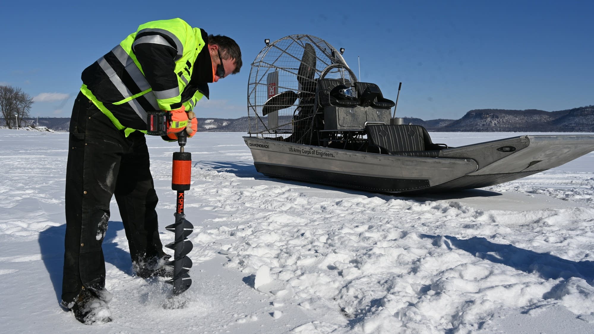 Before barges start moving, crews head out to measure Lake Pepin ice ...