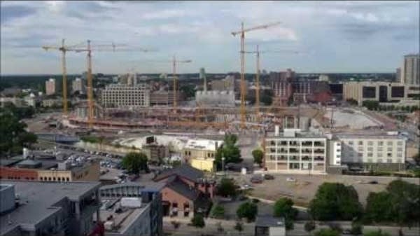 Giant mobile crane goes up at Vikings stadium site | MPR News