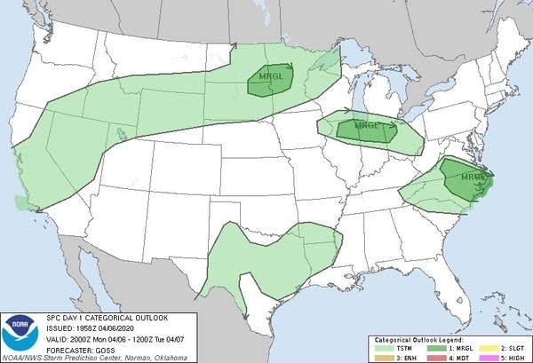 First severe risk area of 2020 posted for Minnesota overnight | MPR News
