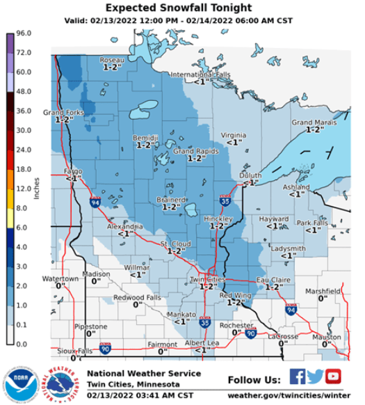 Cold, with snow spreading across Minnesota Sunday afternoon and evening ...