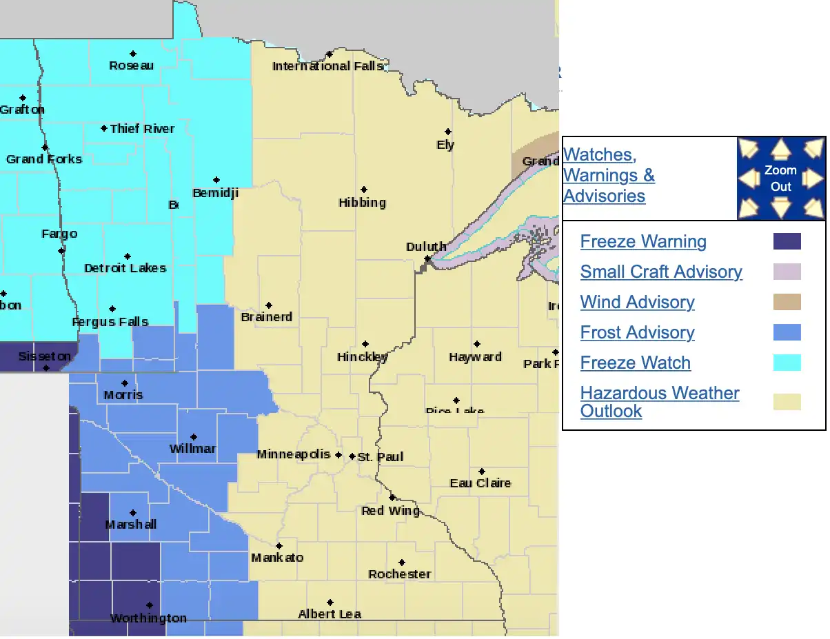 Coldest air since April; frost advisory, freeze watch and warnings west ...