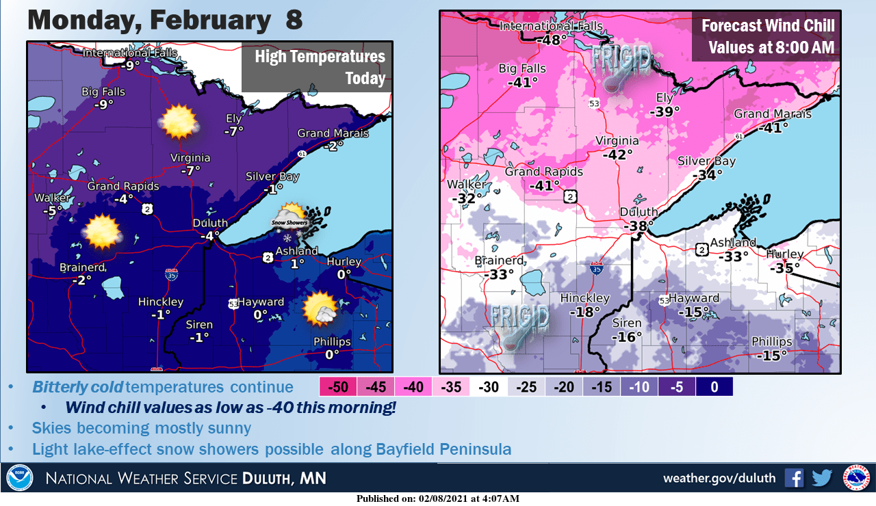 Arctic cold this Monday; dangerous wind chills up north | MPR News