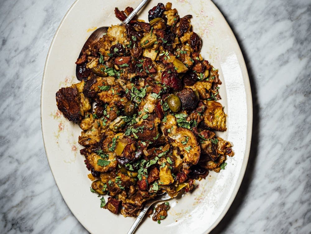 Green Olives and Chouriço Stuffing | The Splendid Table