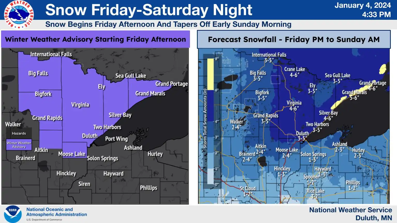 Periods of snow to start the weekend: highest snow totals in ...