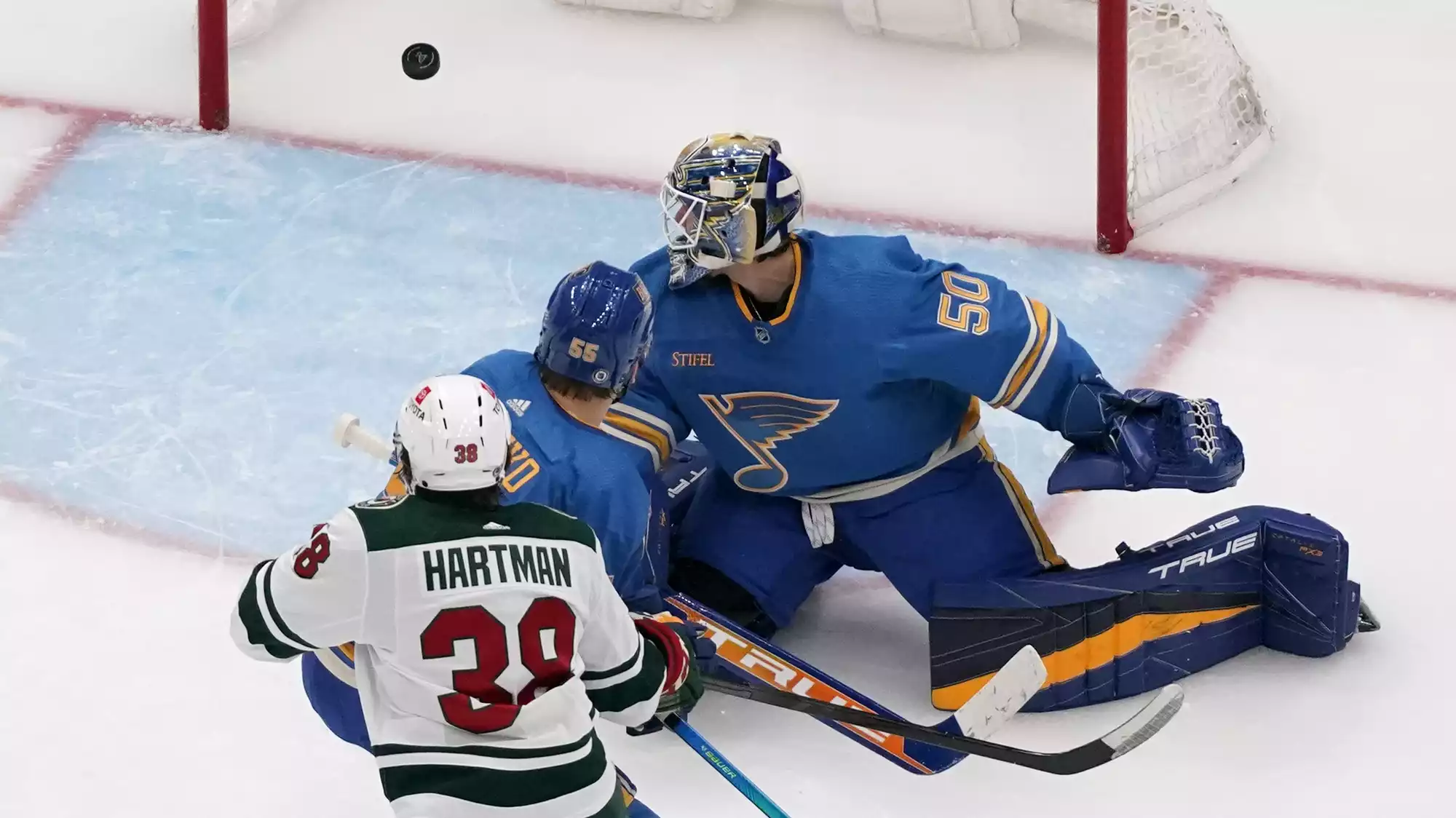 Hartman scores twice to help Wild beat Blues 5-2 | MPR News
