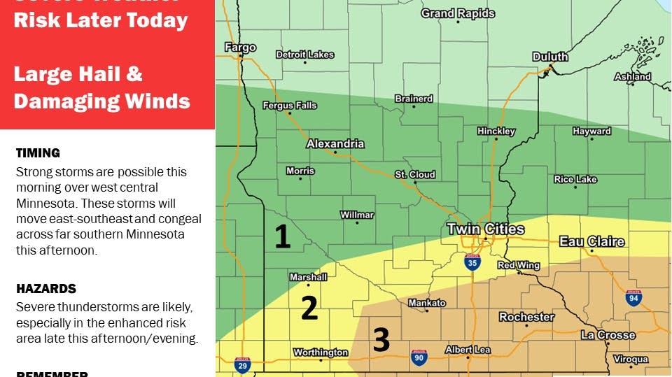 Storm watch: Highest severe risk across southern Minnesota | MPR News