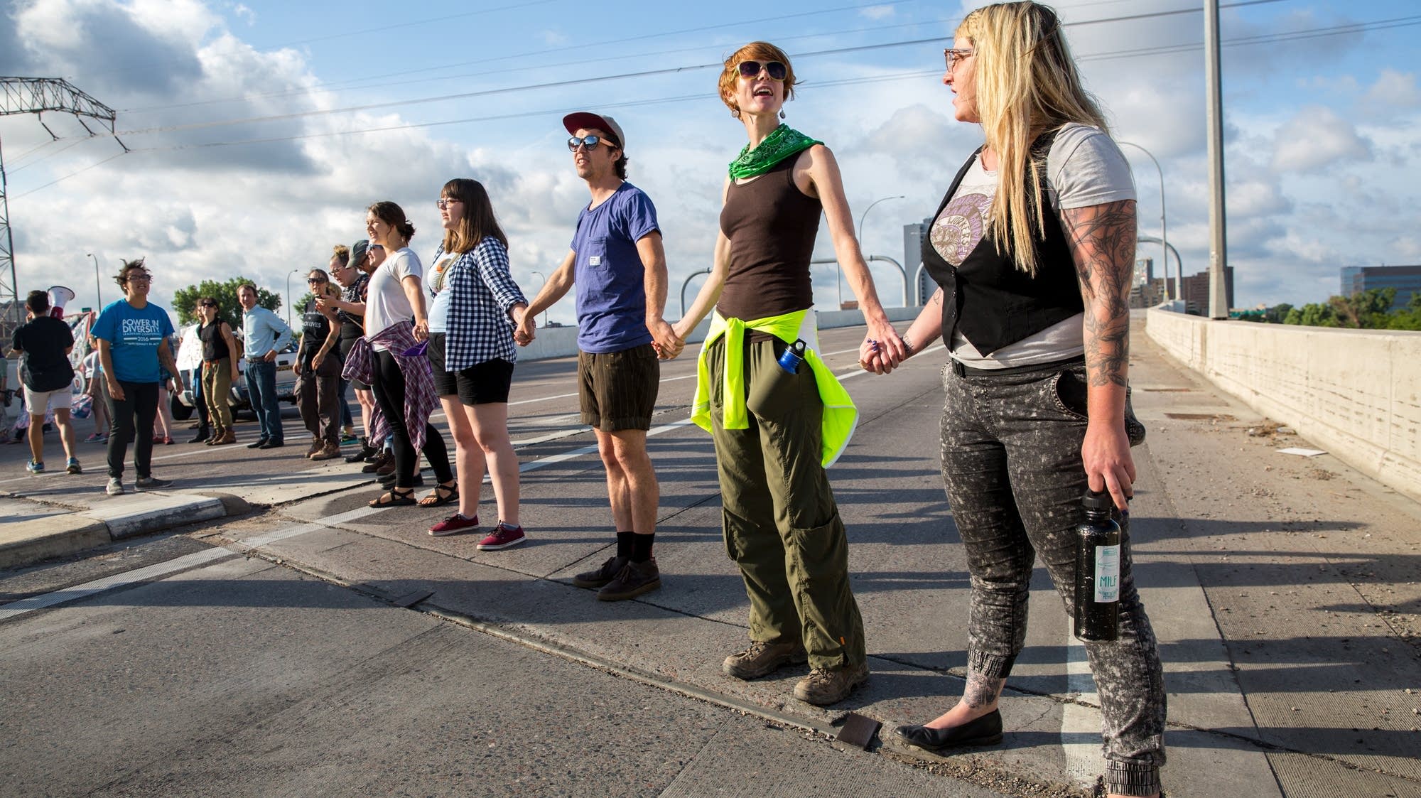 Photos: Protests shut down I-35W south near downtown Mpls. | MPR News