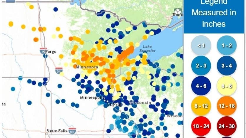 Weekend snow recap: over a foot of snow in parts of northern Minnesota ...