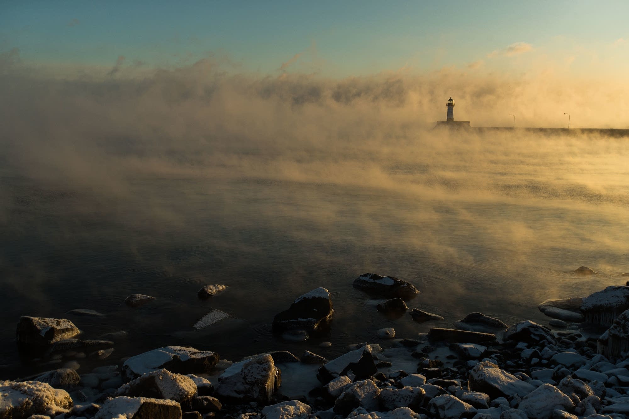 Photos, video: Frigid temps bring gorgeous sea smoke to Duluth | MPR News