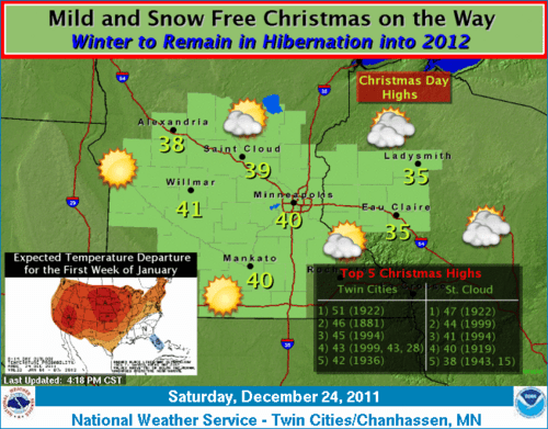 Mild Christmas: 40s again Monday; Mild weather holds into 2012 | MPR News