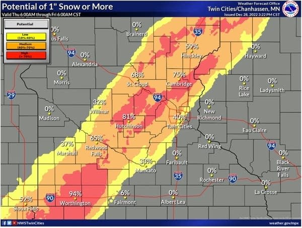 Mild temps continue; wintry mix Thursday | MPR News