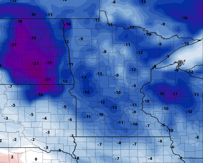 Below normal temperatures modify some; more showers by mid to late week ...