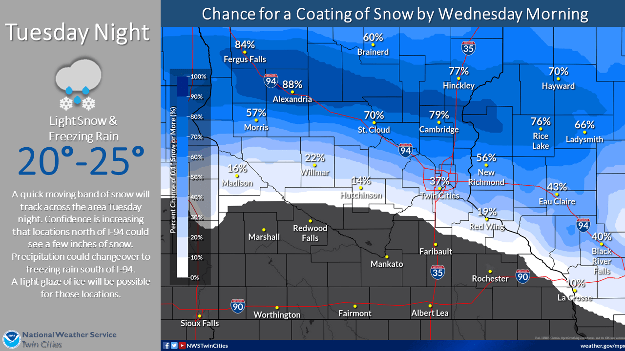 Pesky system will bring light ice, snow Tuesday night and Wednesday ...