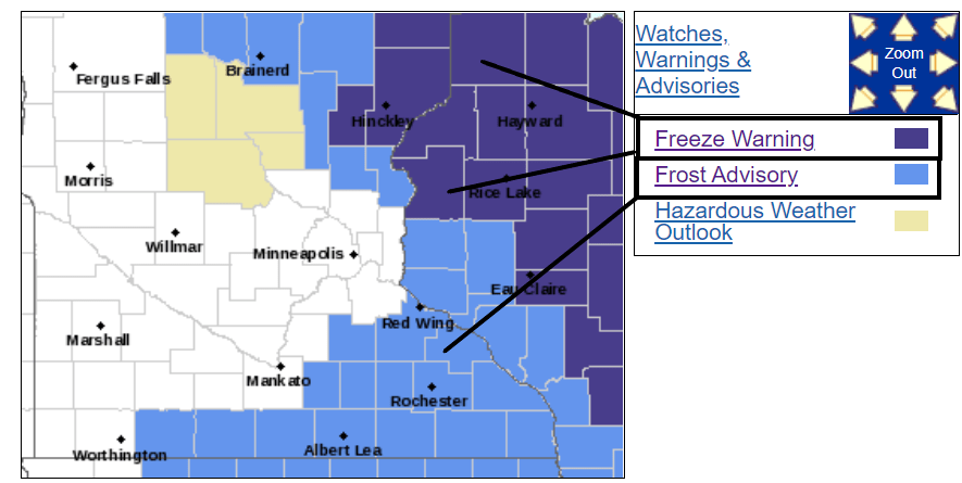 Frost advisories, freeze warnings ring the Twin Cities early Saturday ...