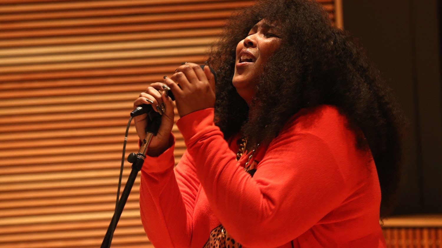 Lizzo performs in The Current studio
