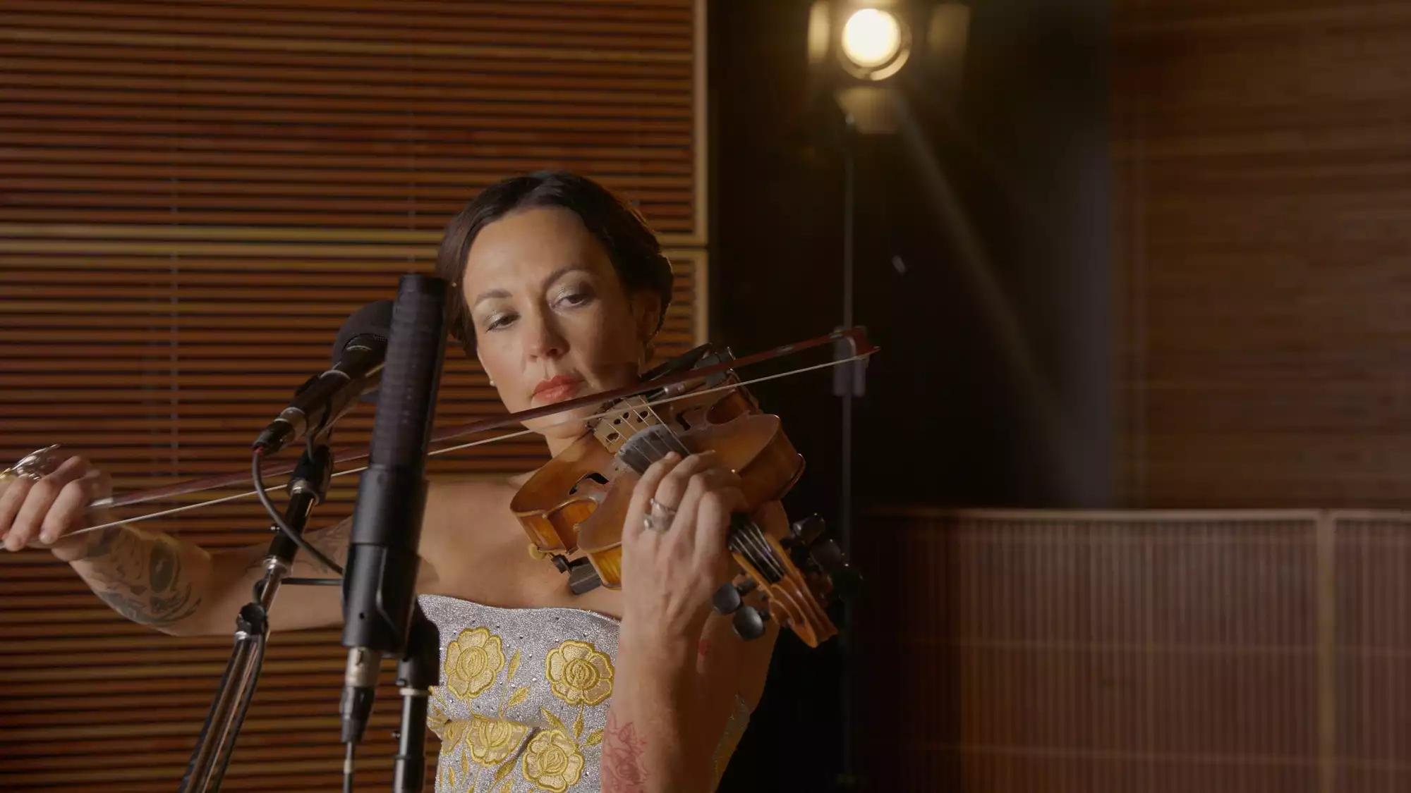Amanda Shires performs in The Current studio