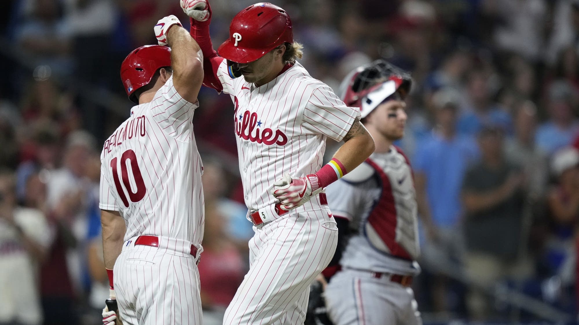 Stott, Realmuto, Rojas homer for NL wild card-leading Phillies in 13-2 ...