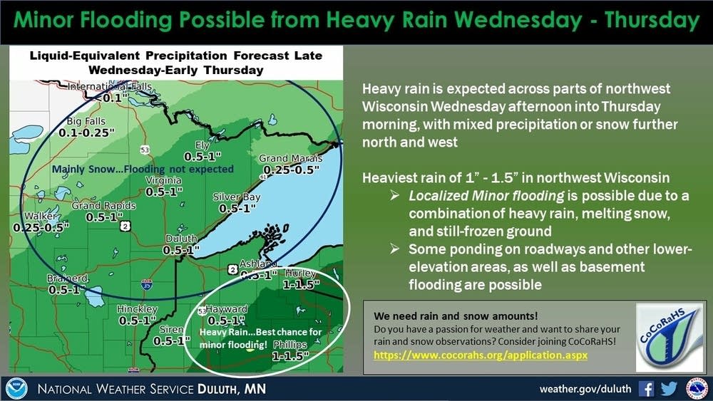 Rare March rain may cause localized flooding Wednesday | MPR News