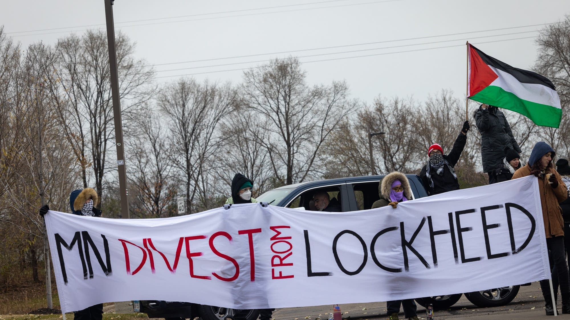 Anti-war protesters block access to Lockheed Martin subsidiary in St ...