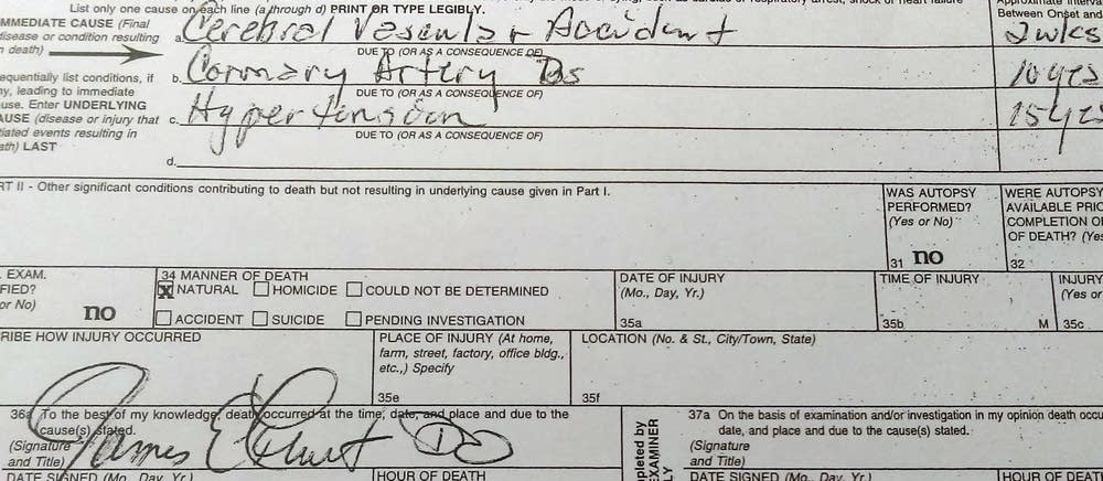 The end of the hand-written document that attests you’re dead | MPR News