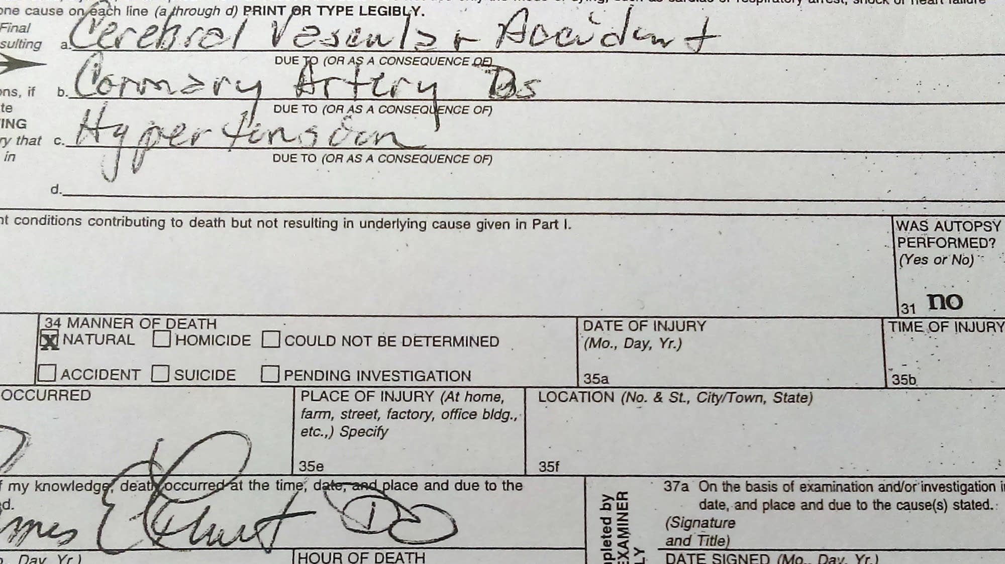 The end of the hand-written document that attests you’re dead | MPR News