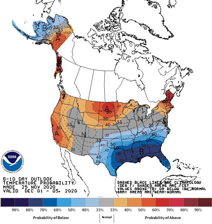 Warm blob: NOAA temperature outlooks strongly favor a mild December in ...