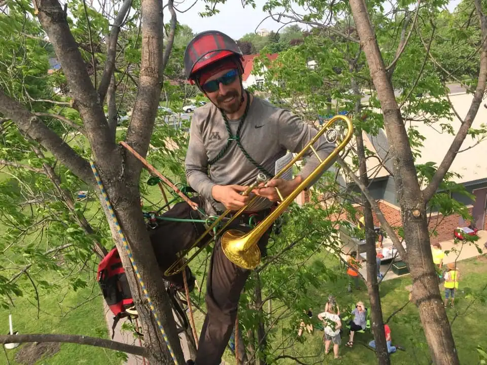 Good News: world's only tree-climbing brass band