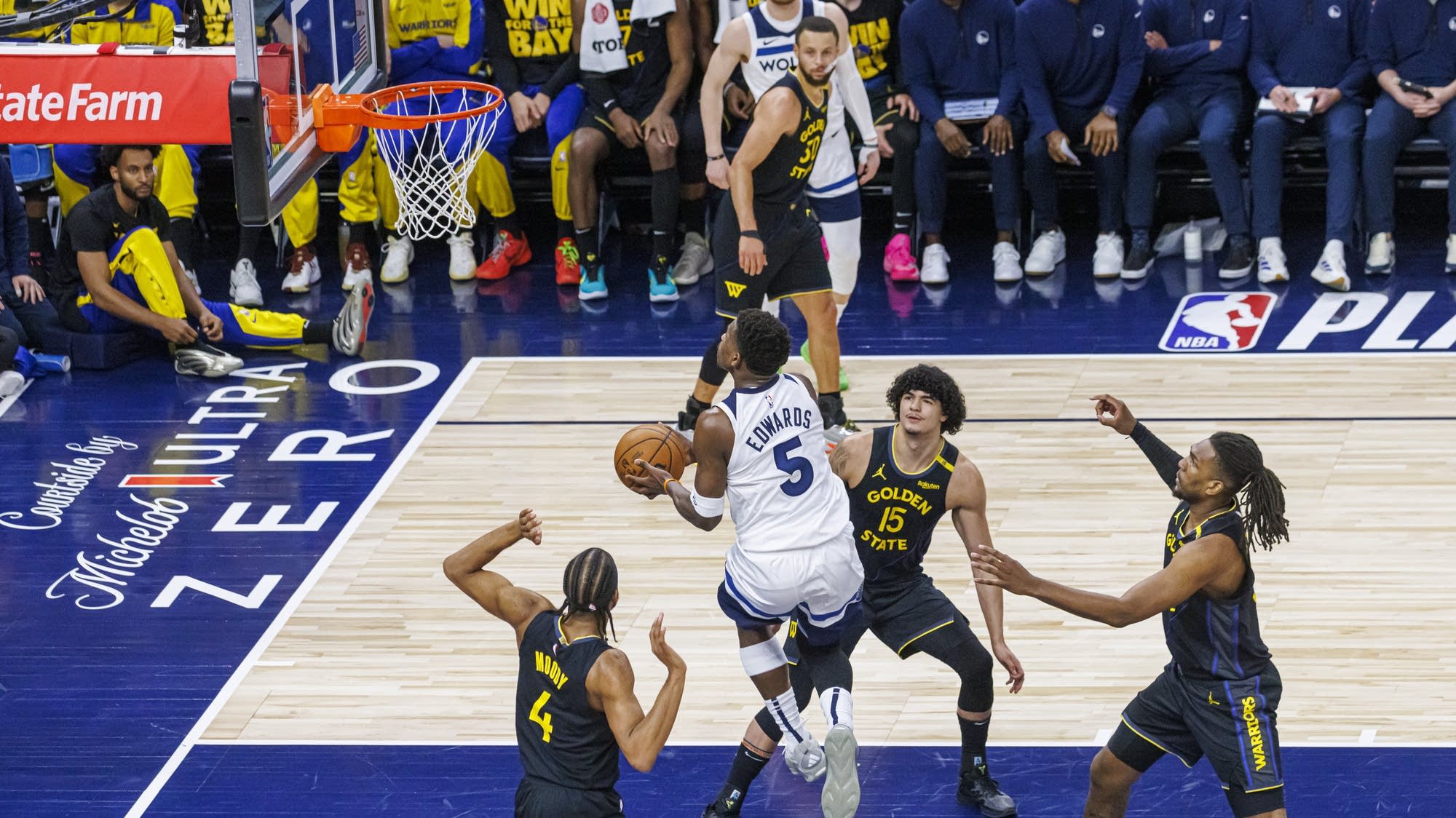 Timberwolves lose to Warriors 99-88 in Game 1 even after Curry departed ...