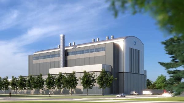 An architect's rendering of the Kairos Power Hermes 2 nuclear facility ...