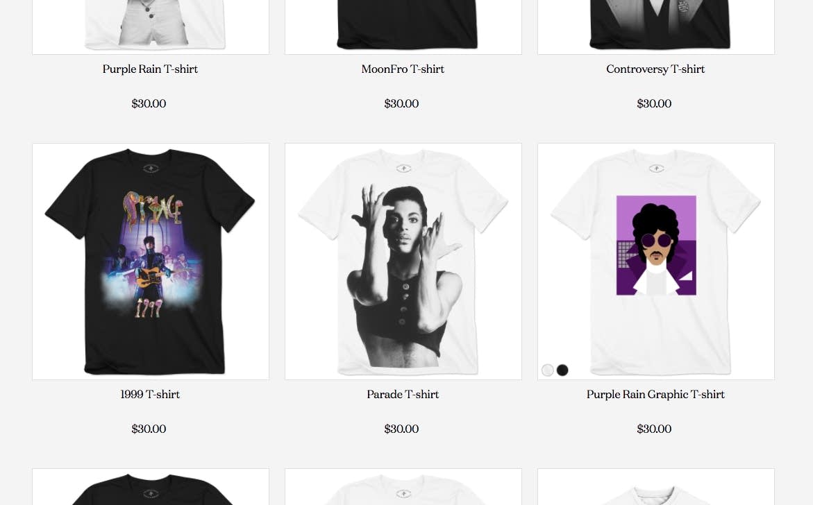 Prince estate launches first official merch store, as an online pop-up