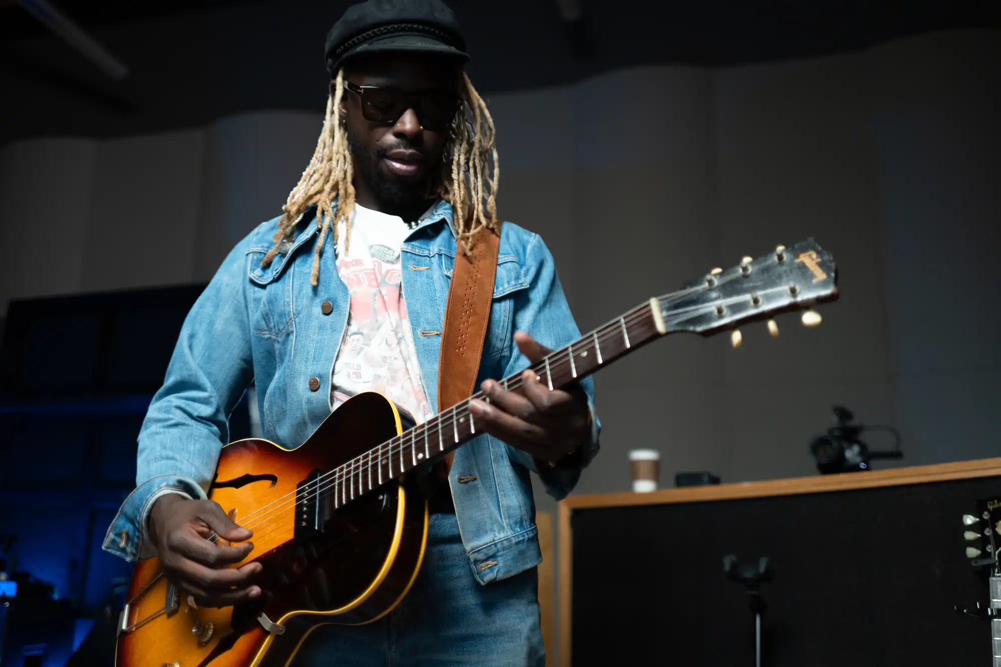 Eric Burton of Black Pumas performs in The Current studio