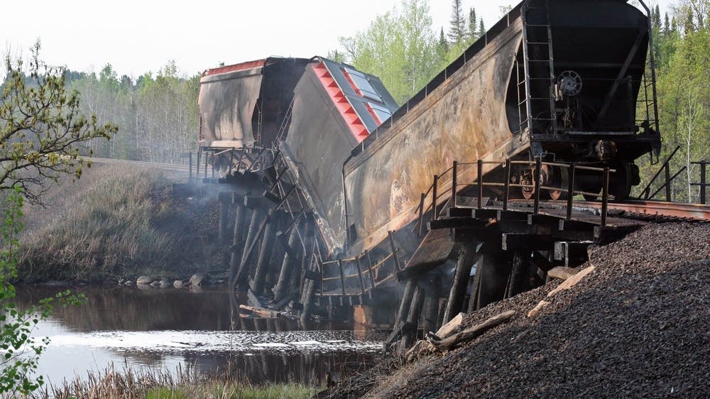 Rail bridge burns, collapses near International Falls | MPR News