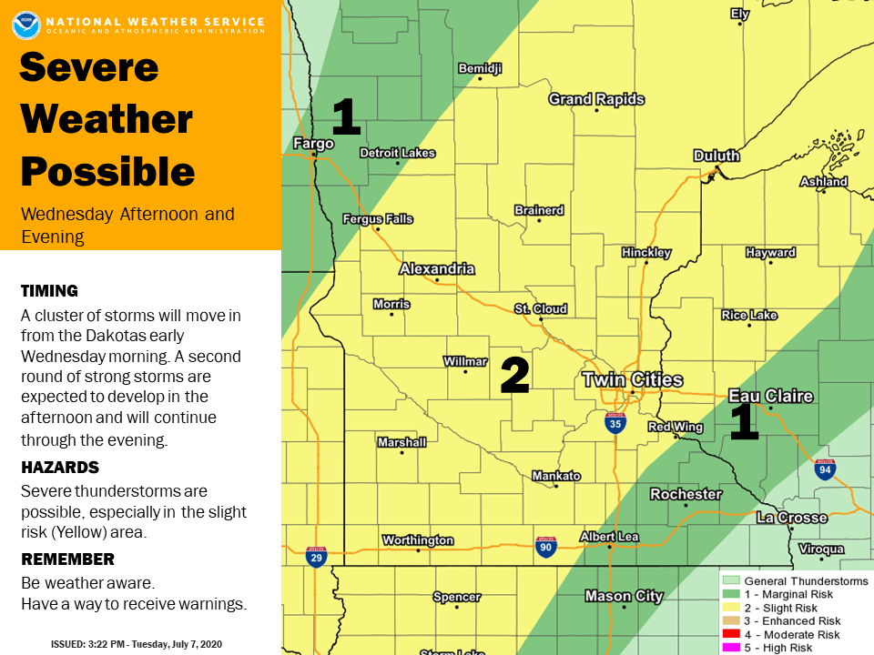 Hot and stormy: Head advisory and severe risk Wednesday includes Twin ...